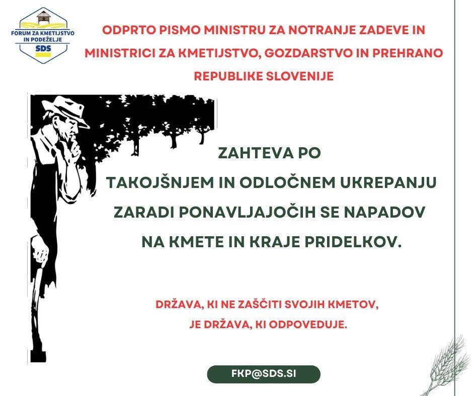 Forum za kmetijstvo SDS, poslal odprto pismo ministrici za kmetijstvo - e-Maribor